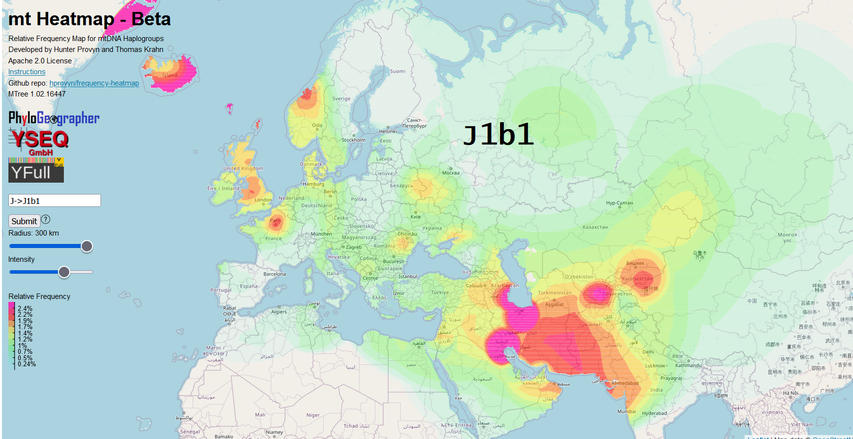 mtDNA Haplogroup J1 Relative Frequency Maps – Mygrations