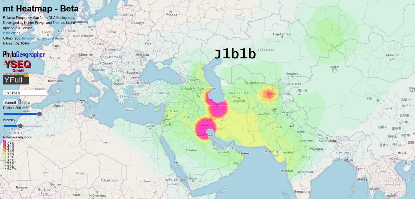 mtDNA Haplogroup J1 Relative Frequency Maps – Mygrations