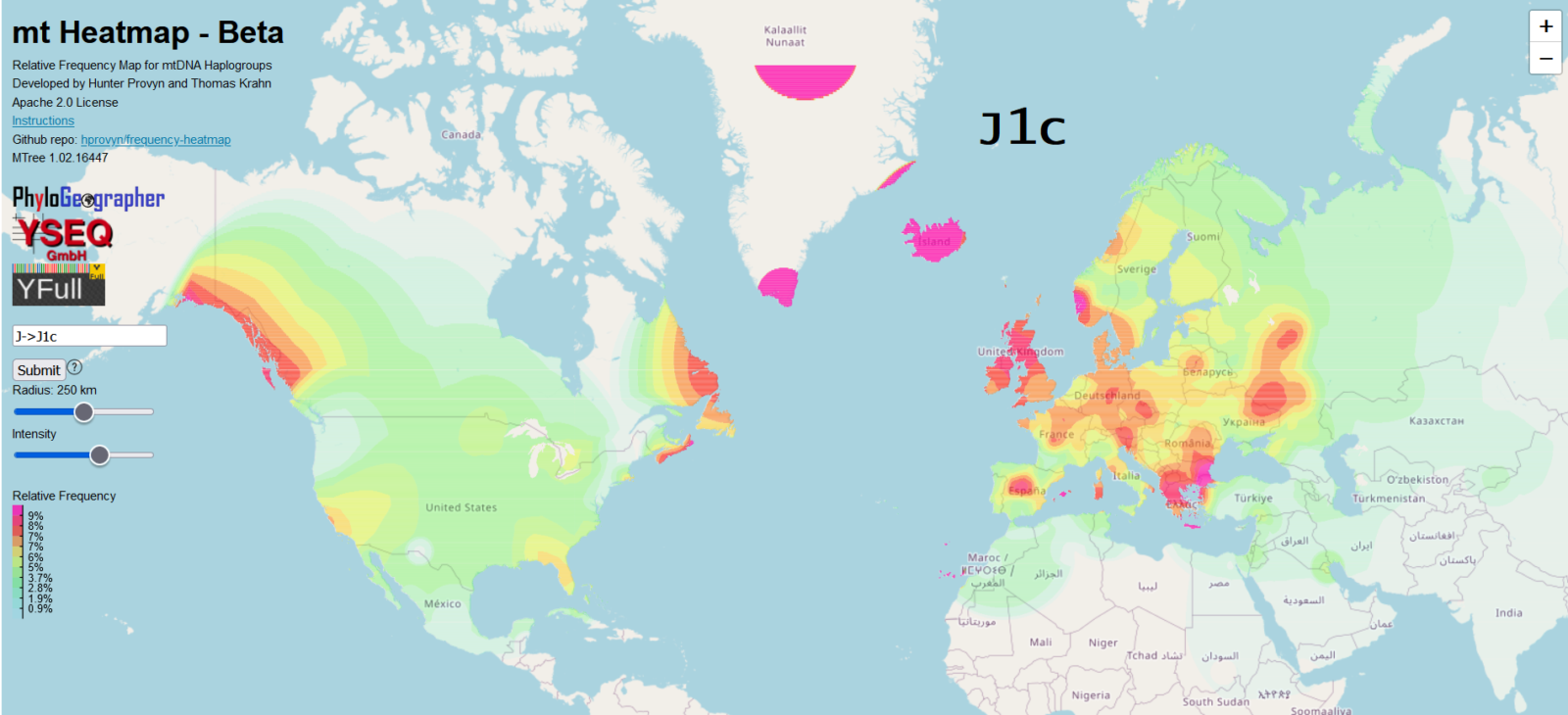 mtDNA Haplogroup J1 Relative Frequency Maps – Mygrations
