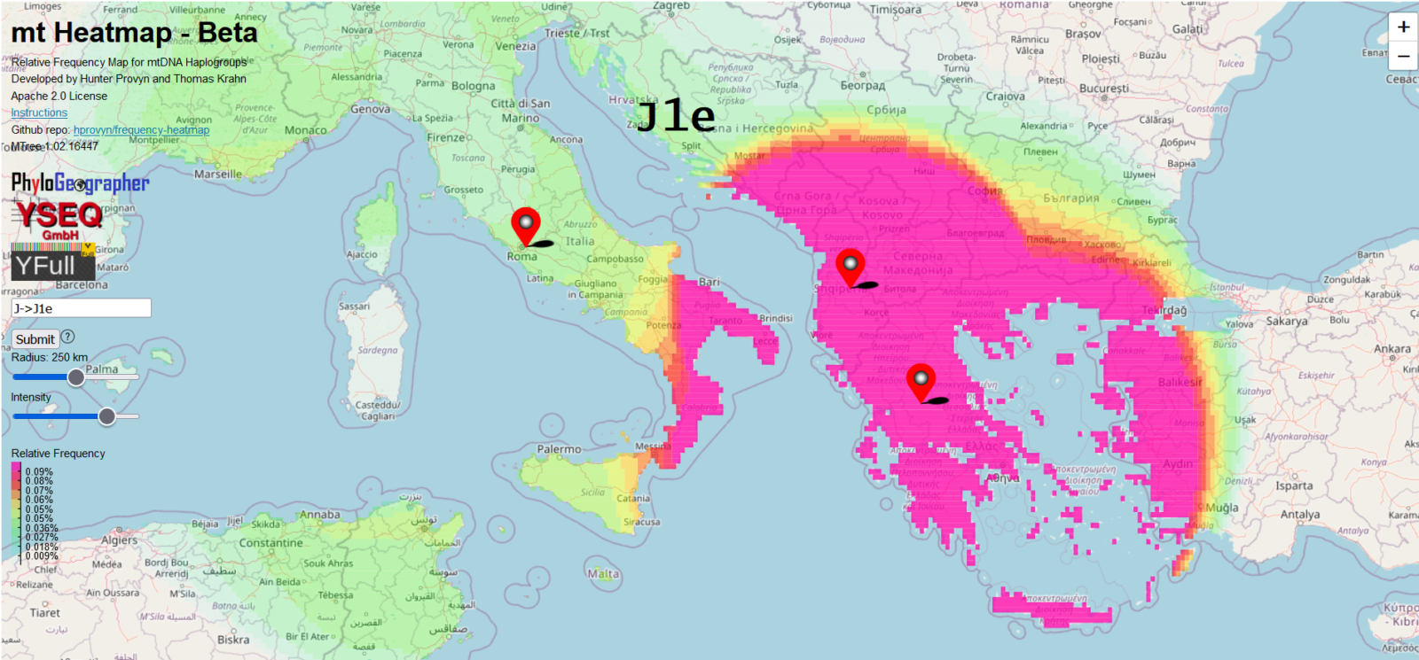 mtDNA Haplogroup J1 Relative Frequency Maps – Mygrations